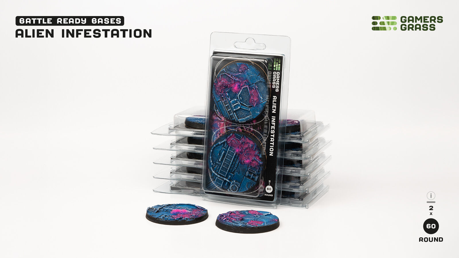 Alien Infestation Bases Round 60mm (x2) - Gamers Grass